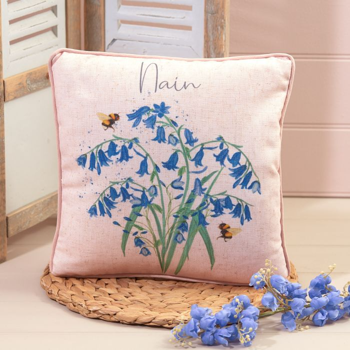 Welsh Gran 'Nain' Bluebells Cushion