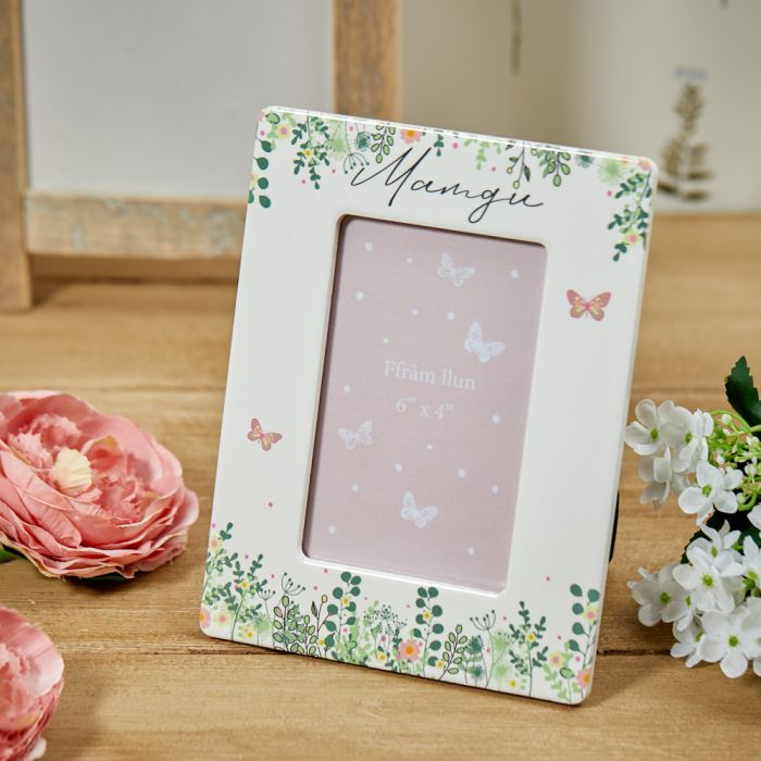 Ceramic photo frame 6x4 - 'Mamgu' butterflies