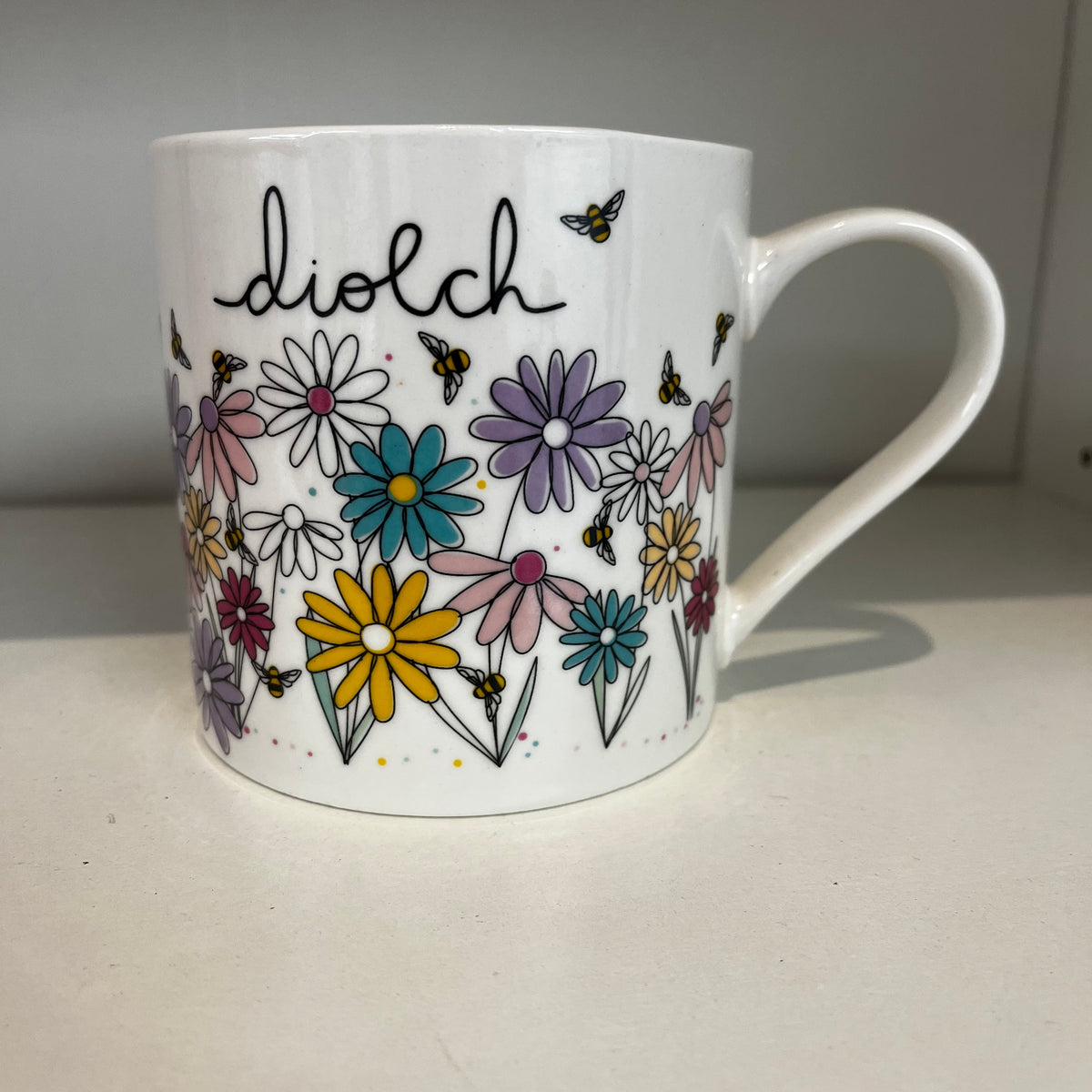 Bone China Mug - Diolch - Flowers