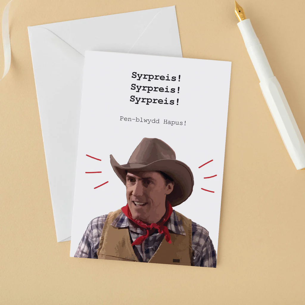 Welsh Birthday card 'Syrpreis!' - Uncle Bryn, Gavin and Stacey