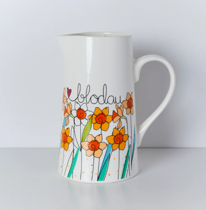 Extra Large Ceramic Jug - Blodau - Daffodils