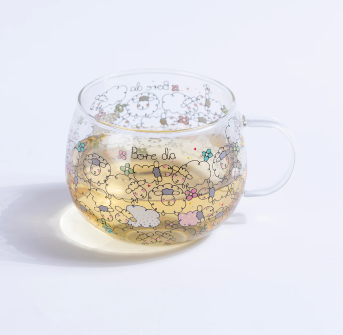 Glass Mug - Bore Da - Sheep