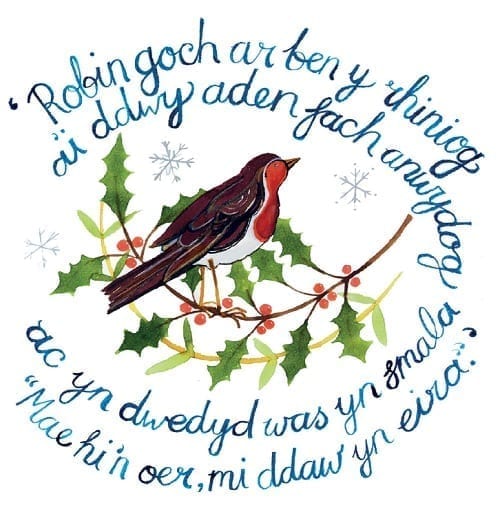 Christmas cards 'Robin goch...' pack of 6